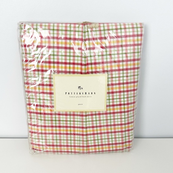 Pottery Barn | Bedding | Pottery Barn Lemon Plaid Queen Bed Skirt ...